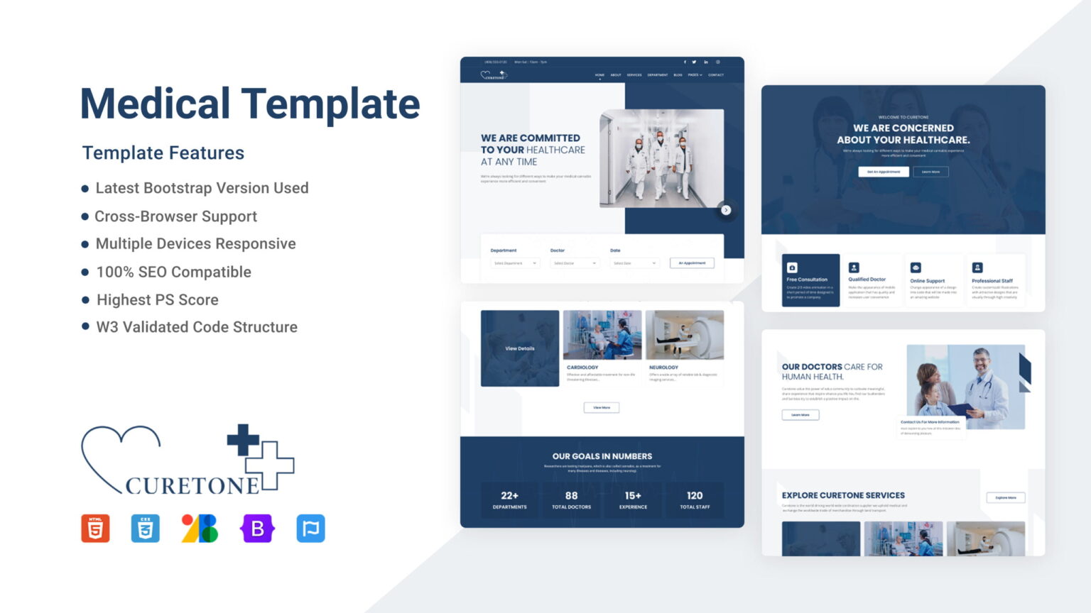 Curetone – Medical Website Template | Professional Website Templates