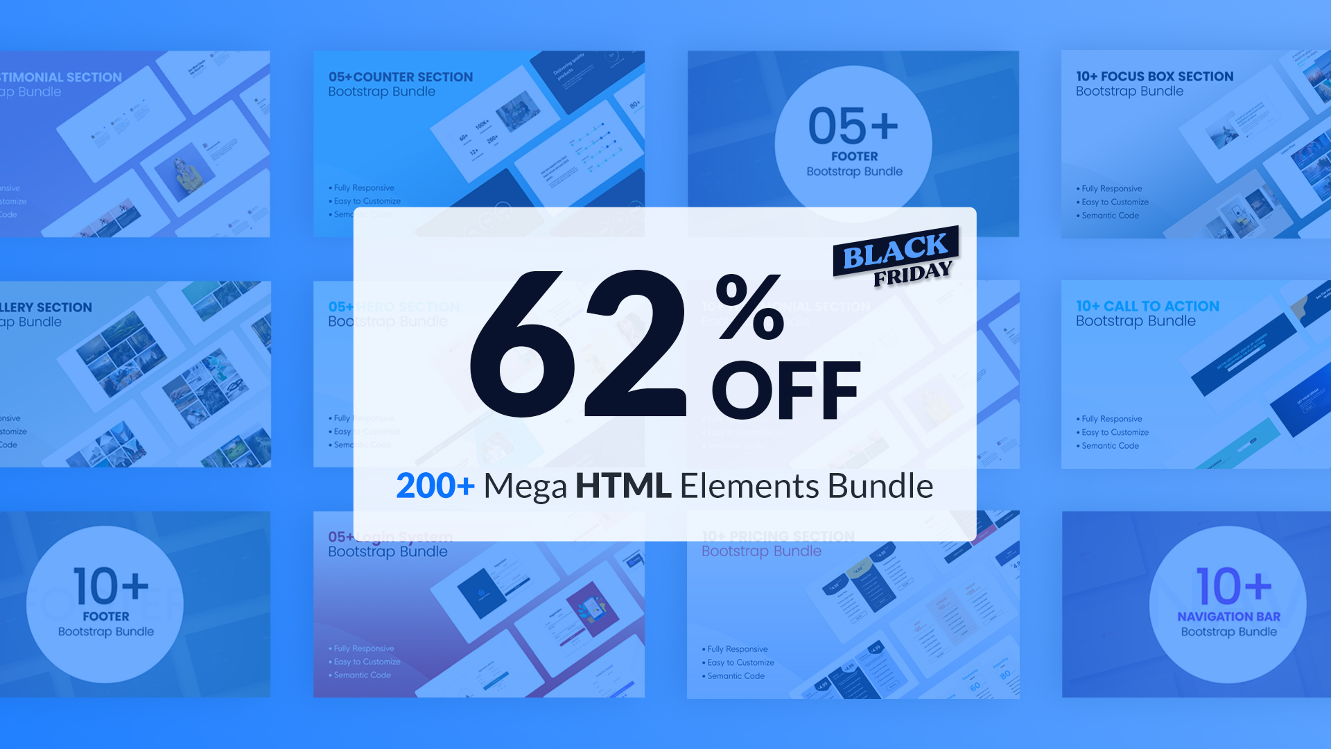 200+ Mega HTML Elements Bundle - DesignToCodes