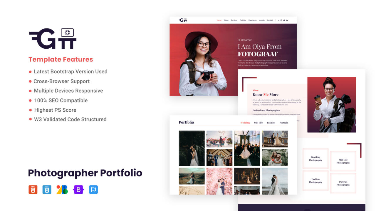 Fotograaf - One Page Professional Photographer Website Template
