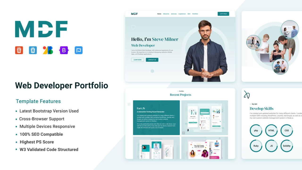 Mydevfolio V2 – One Page Web Developer Professional Portfolio