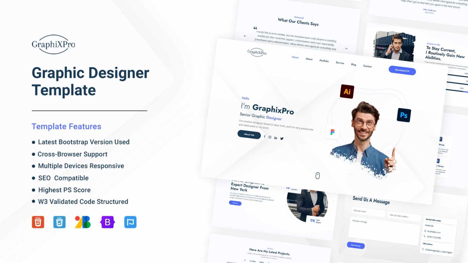 GraphixPro - Graphic Designer Professional Portfolio Template