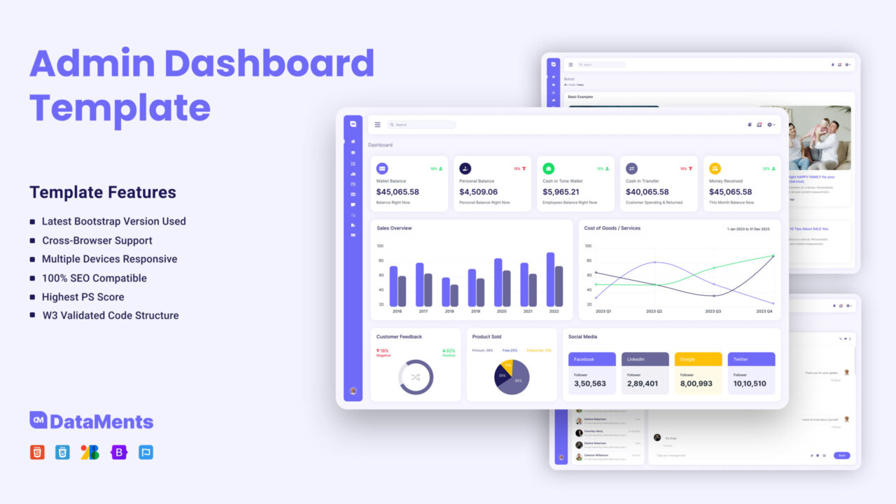 DataMents - Free Bootstrap Admin Dashboard Template - DesignToCodes