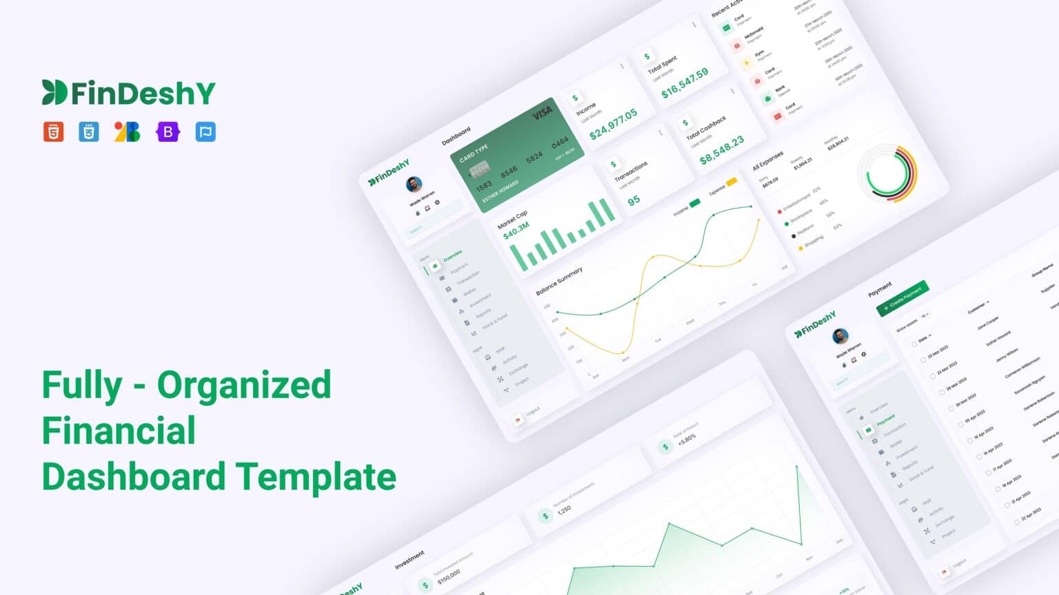 FinDeshY - Free Financial Bootstrap Dashboard Template