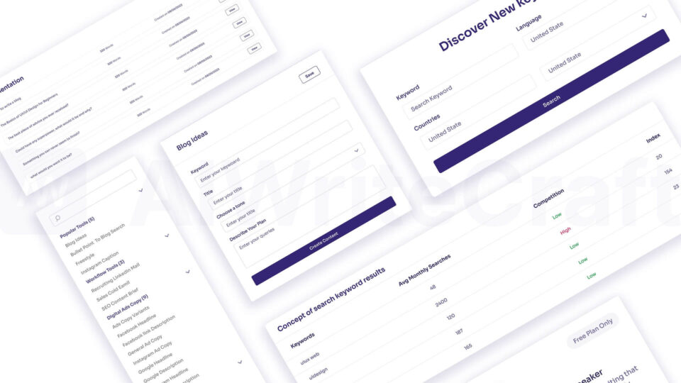 AIWriteCraft - AI Writing SaaS Dashboard Template