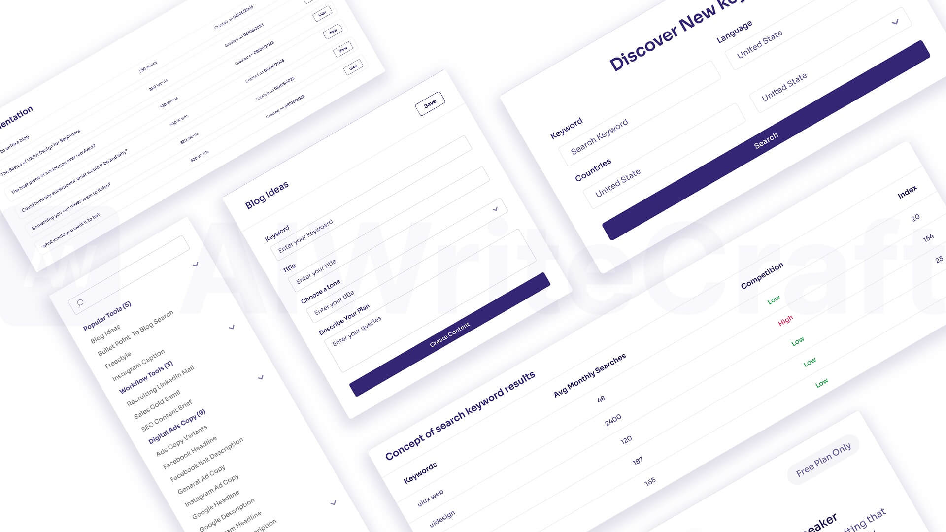 AIWriteCraft - AI Writing SaaS Dashboard Template