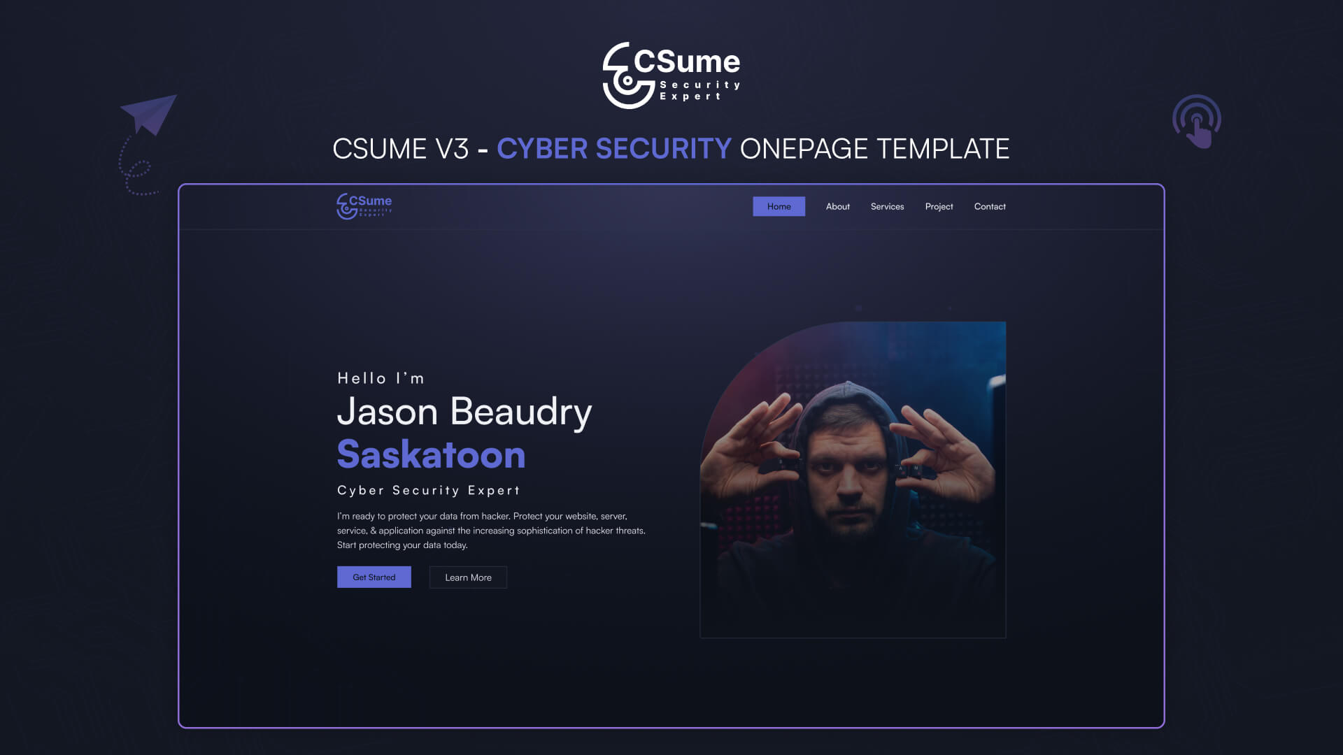 CSUME V3 – Cyber Security Expert One Page Website Template - DesignToCodes