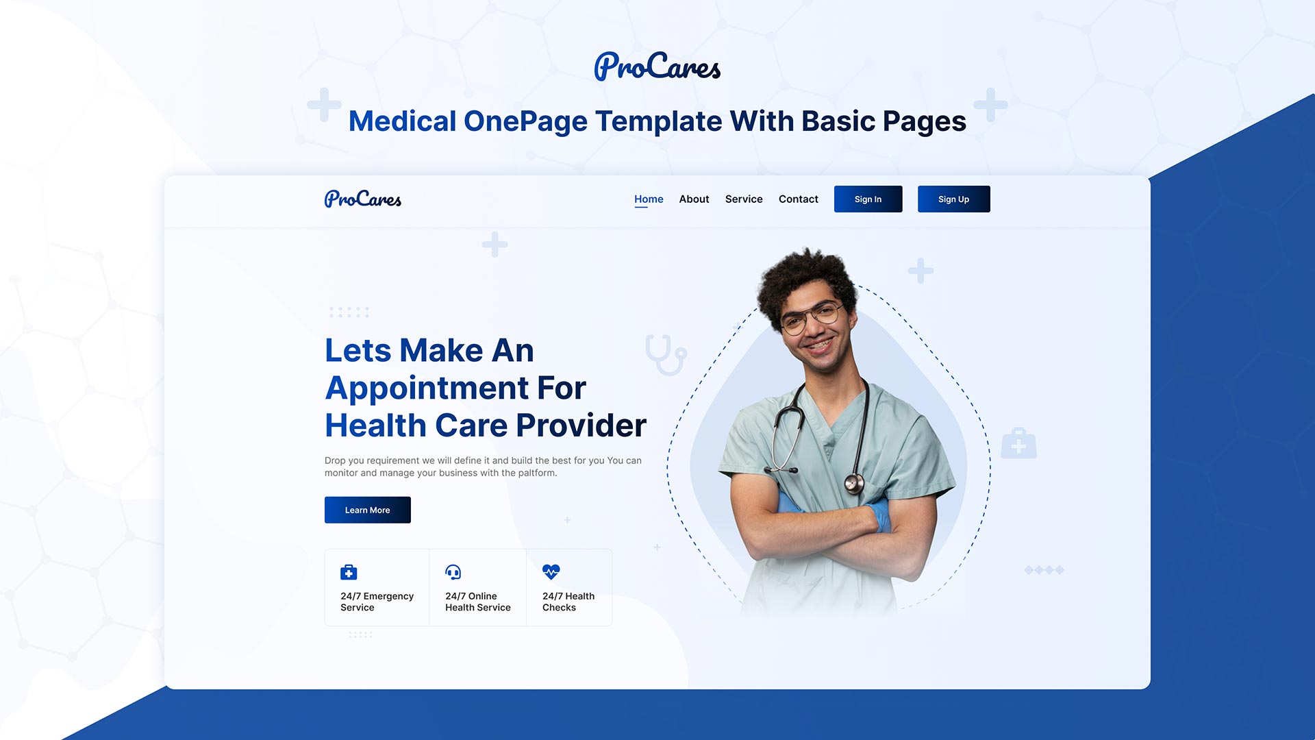 Procares- Onepage Medical Portfolio Website Template - DesignToCodes