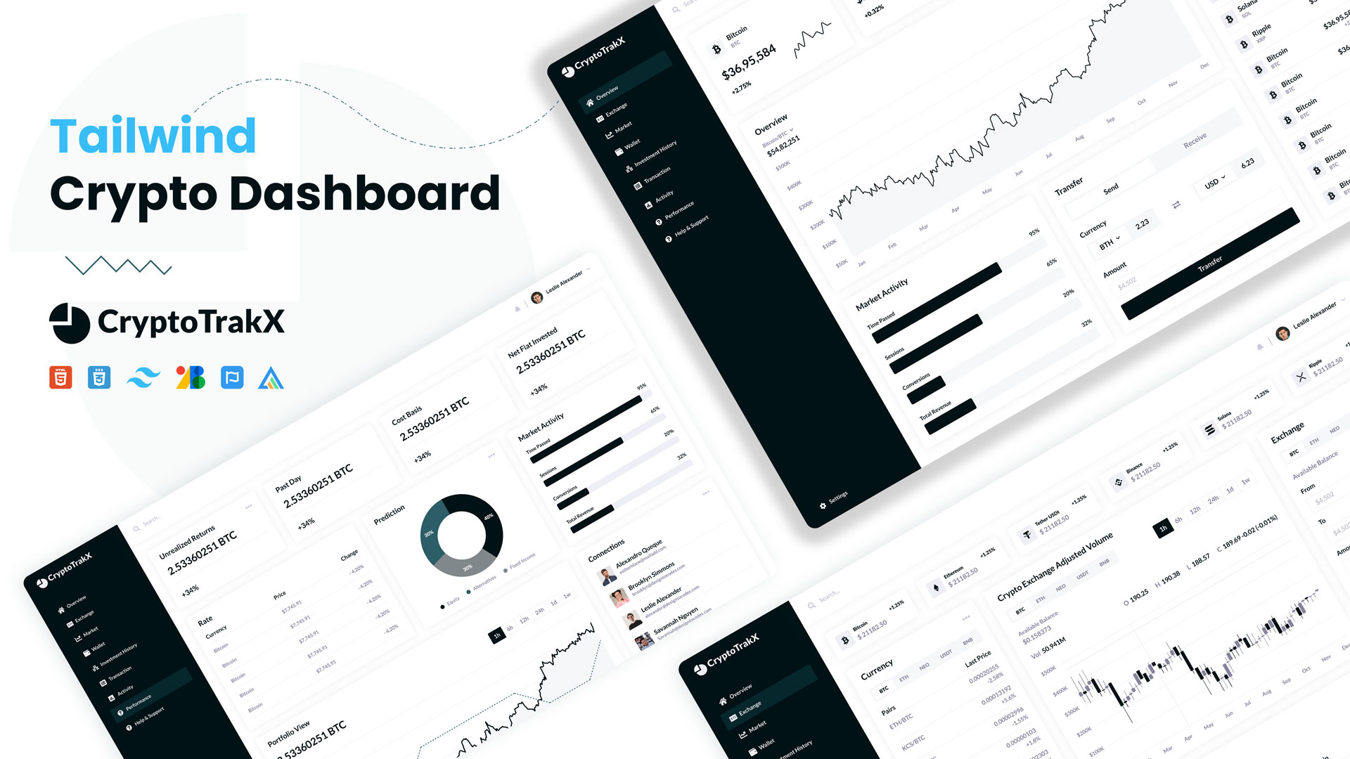 CryptoTrakX: Tailwind Crypto Dashboard - Free Download - DesignToCodes