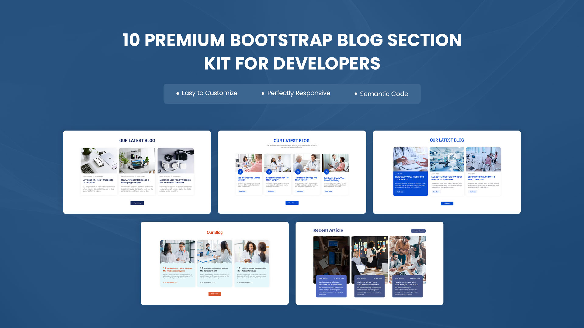 10 Premium Bootstrap Blog Section Kit for Developers - Download Now - DesignToCodes