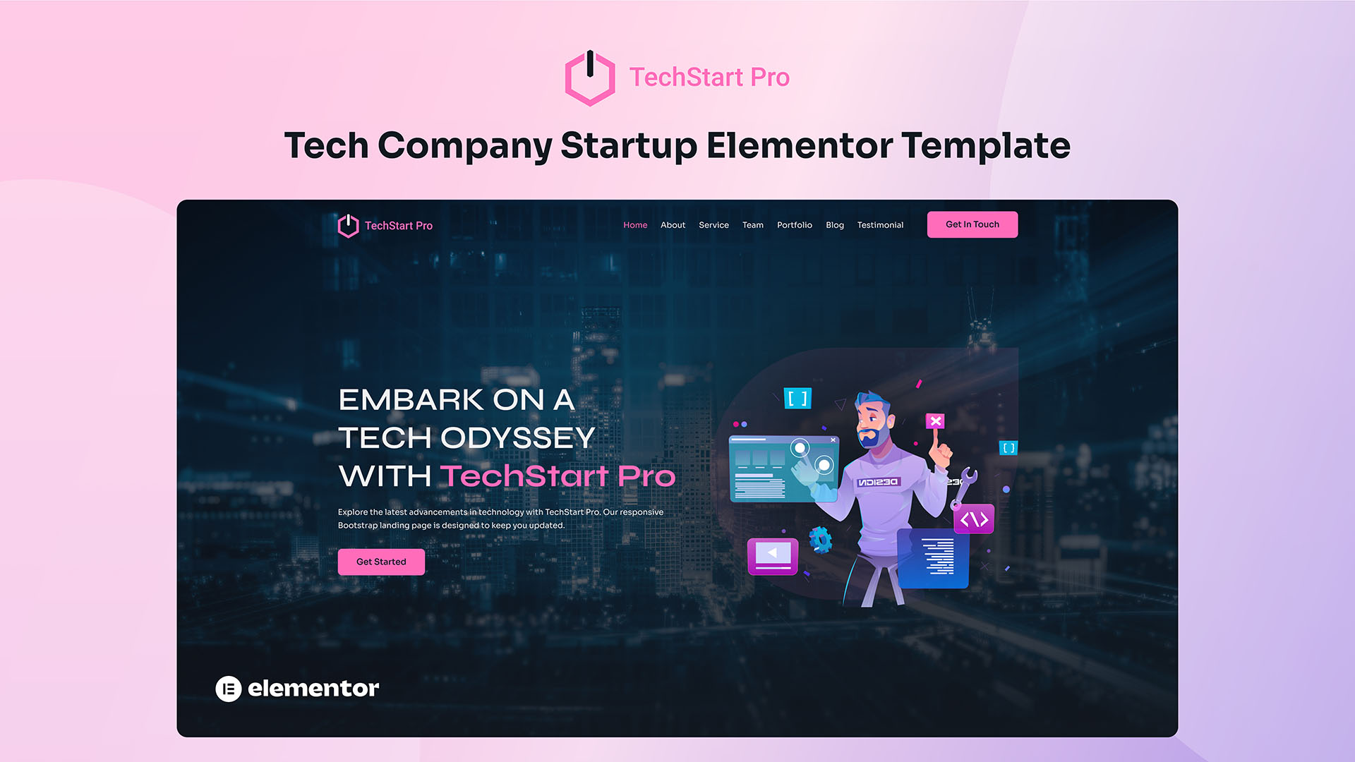 TechStartPro – Tech Company Startup Elementor Template - DesignToCodes