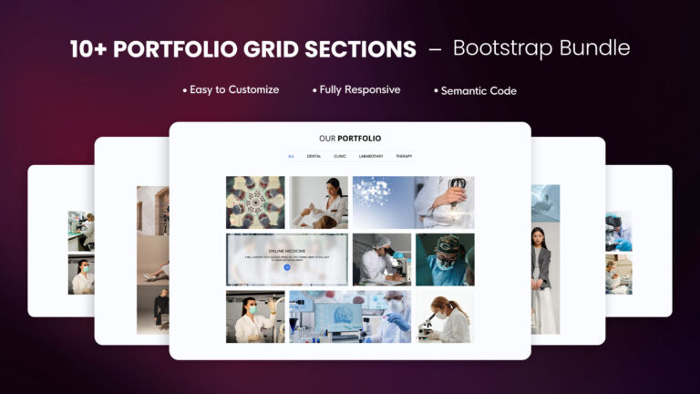 10 Bootstrap portfolio grid section template - Download Now - DesignToCodes