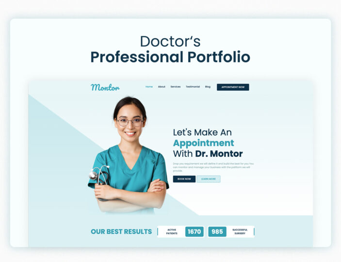 Montor - Medical Figma Personal Portfolio Template - DesignToCodes