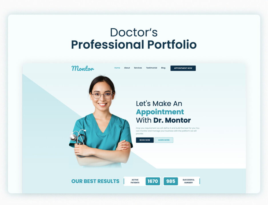 Montor - Medical Figma Personal Portfolio Template - DesignToCodes