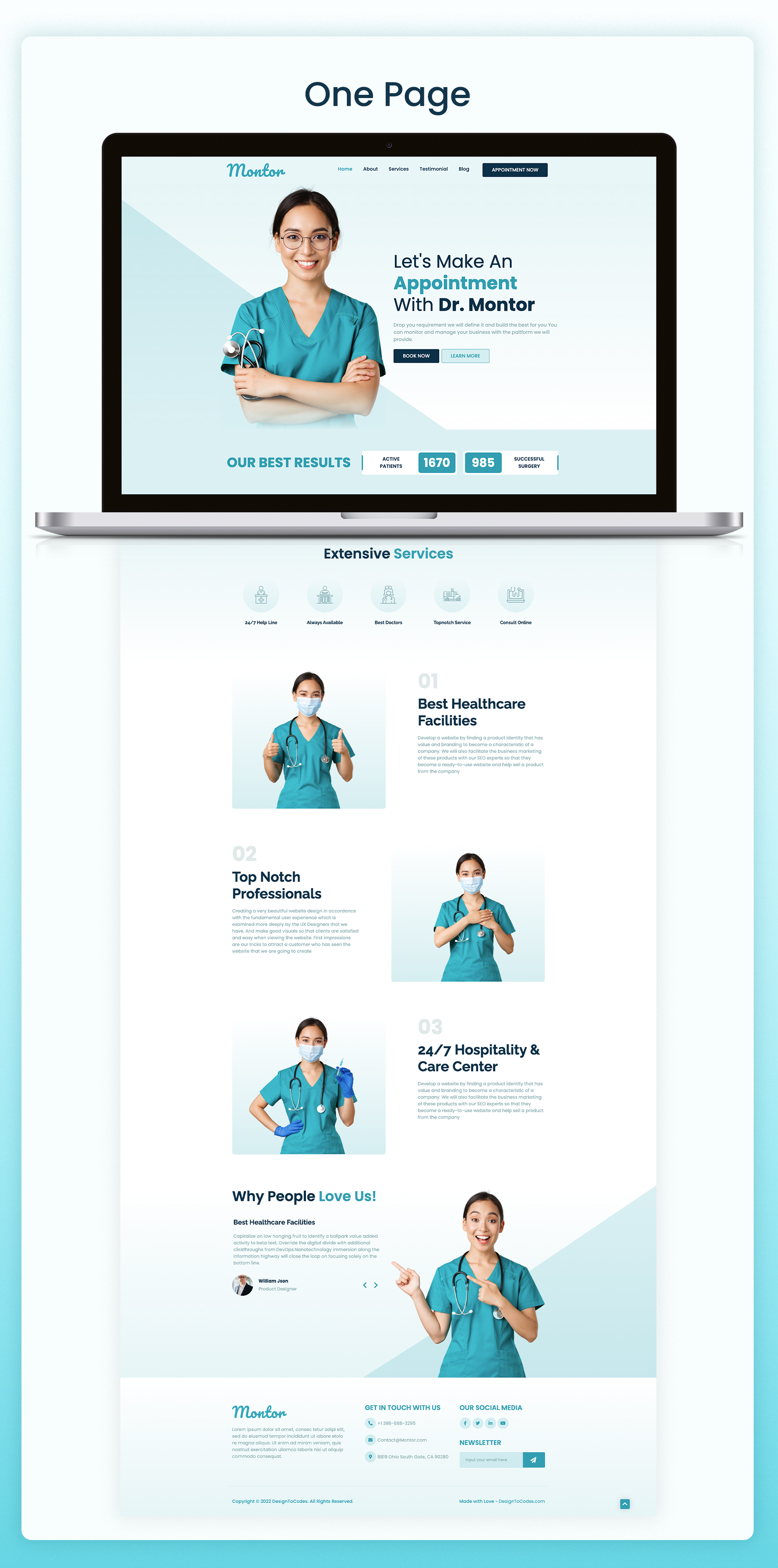 Montor - Medical Figma Personal Portfolio Template - DesignToCodes