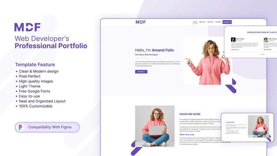 MyDevFolio - Figma Developer Portfolio Template - DesignToCodes