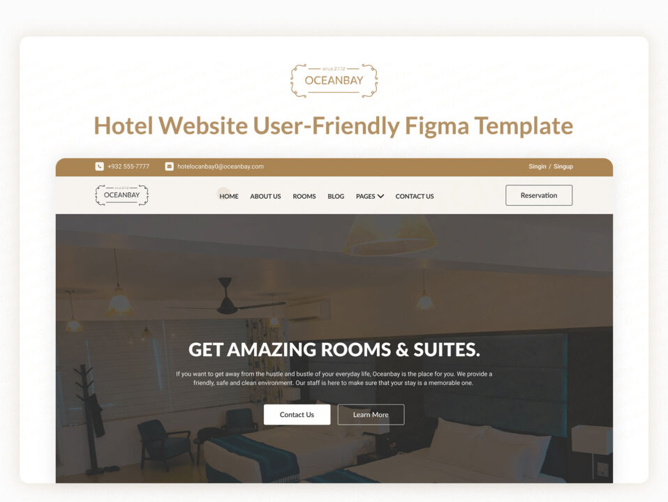 Oceanbay - Hotel Website User-Friendly Figma Template - DesignToCodes