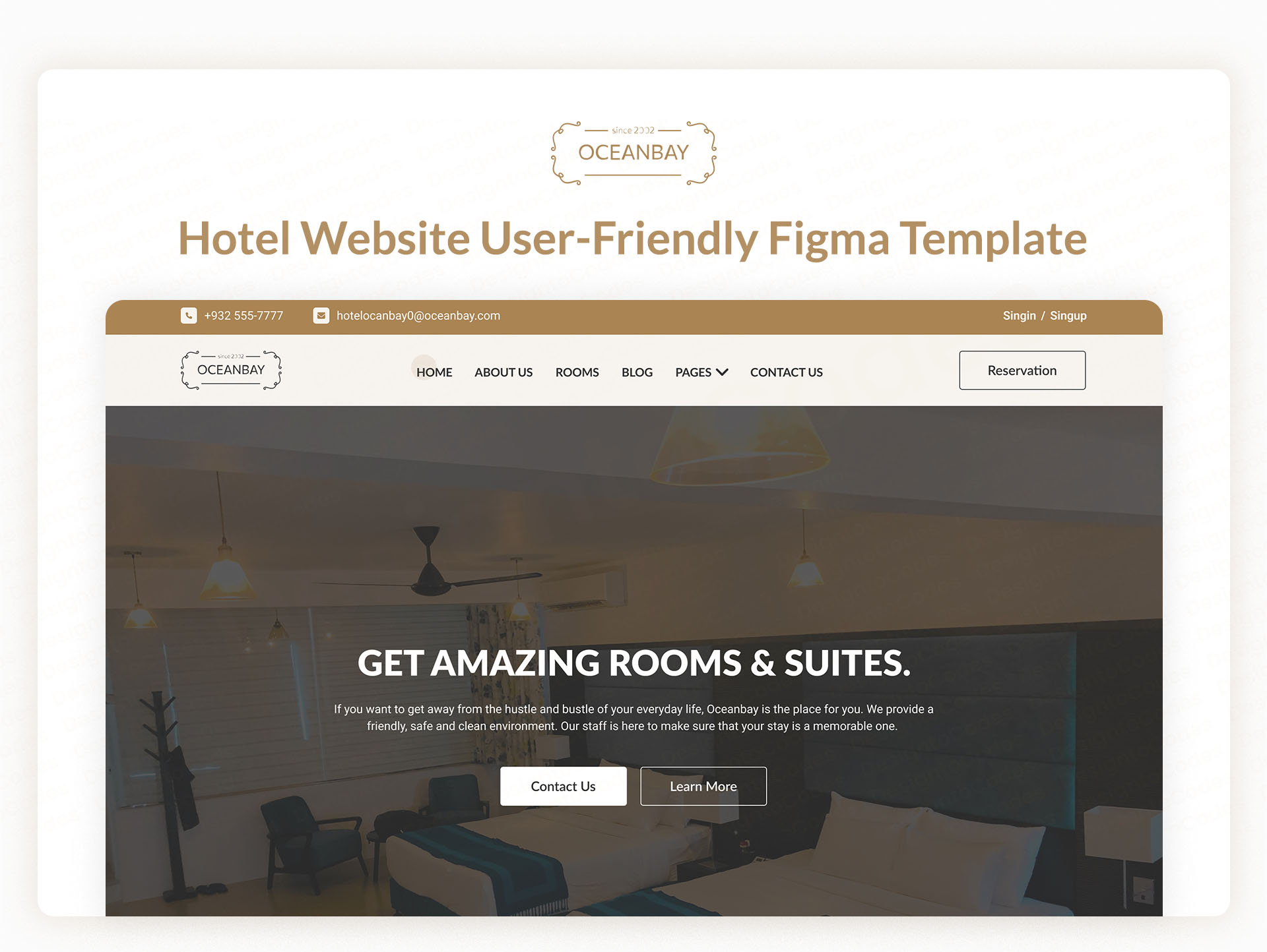 Oceanbay - Hotel Website User-Friendly Figma Template - DesignToCodes