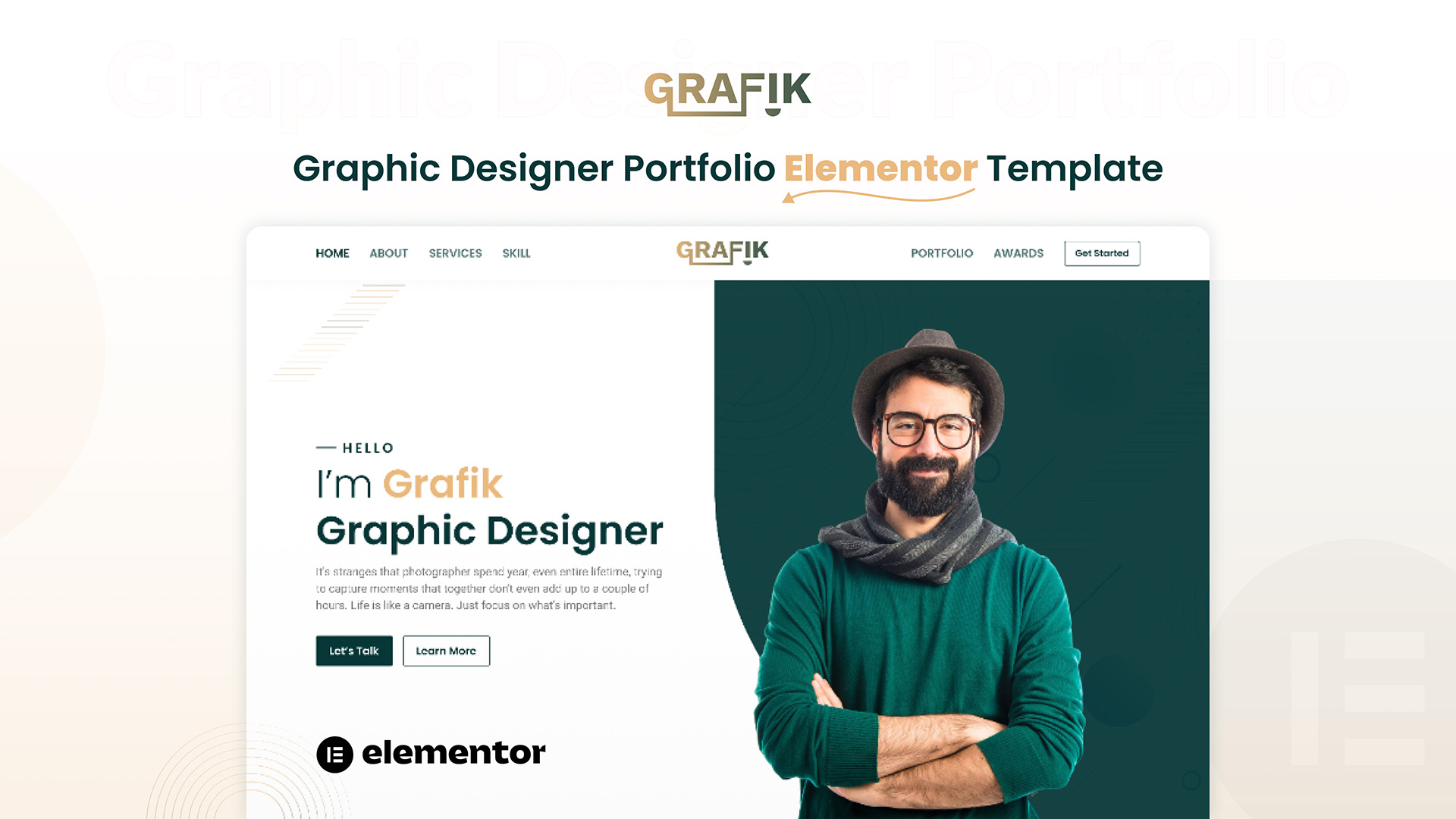 Grafik v2: Premium Onepage Elementor Portfolio Template - DesignToCodes
