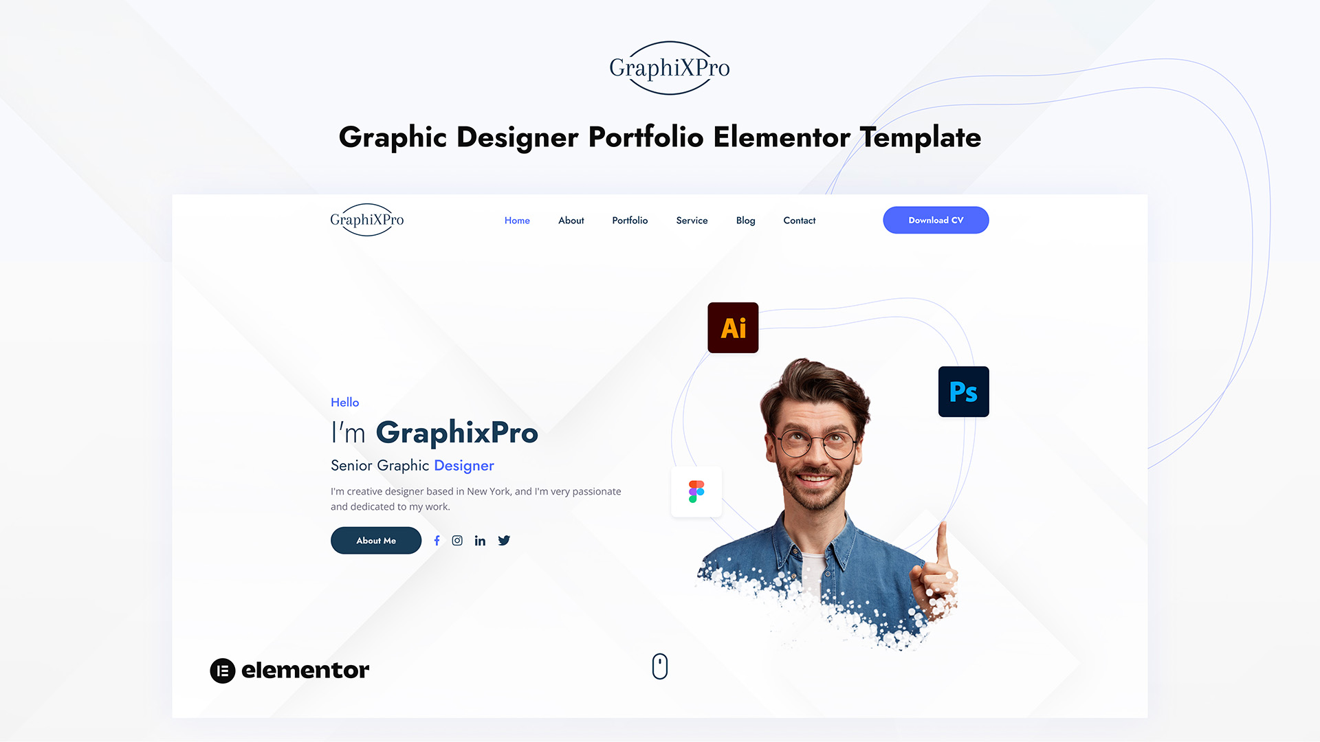 GraphixPro - Premium Onepage Graphic Designer Portfolio Elementor Template - DesignToCodes
