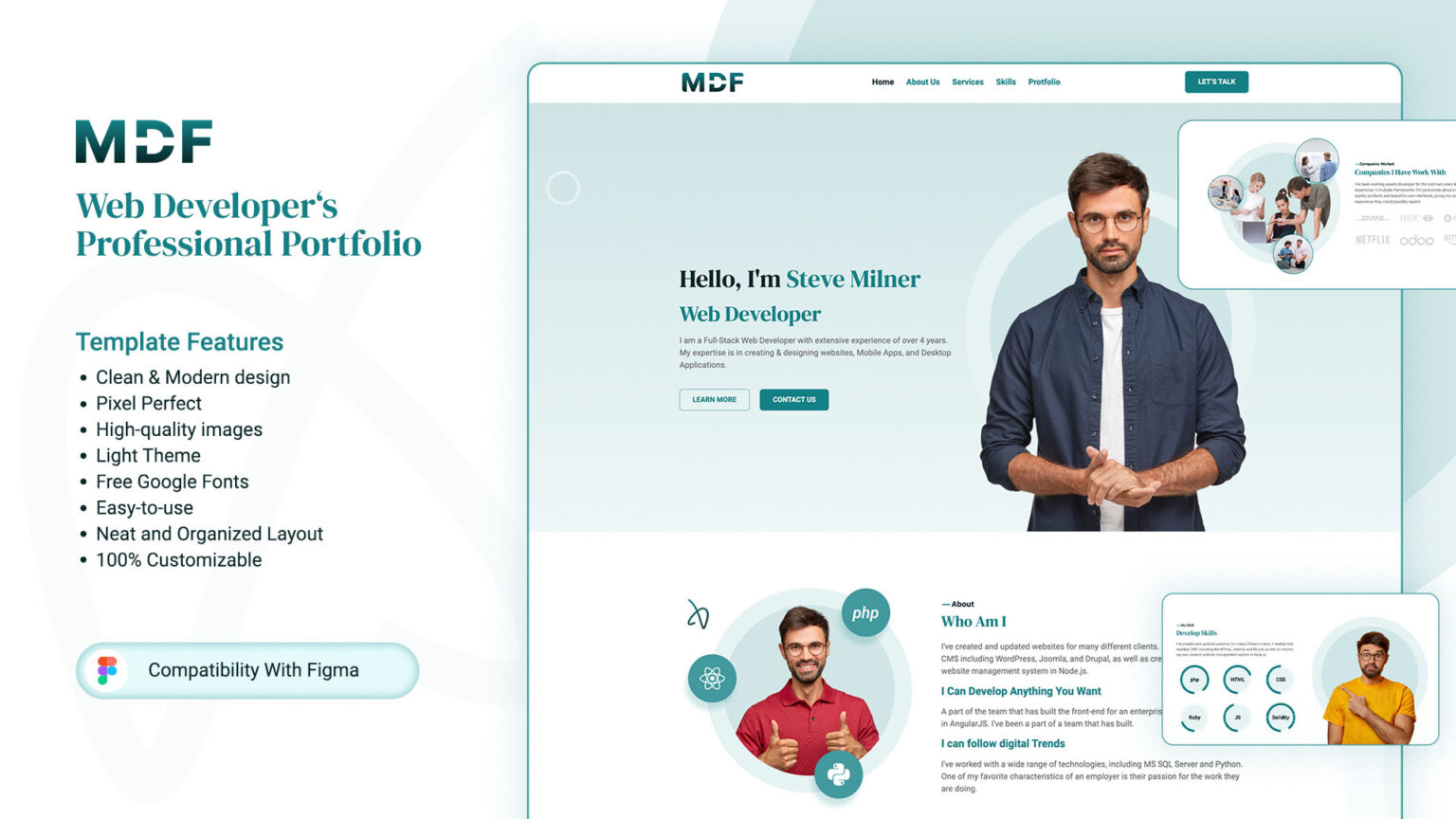 Mydevfolio V2: Free Onepage Web Developer Portfolio Figma Template ...