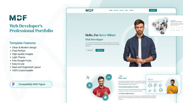 Mydevfolio V2: Free Onepage Web Developer Portfolio Figma Template ...