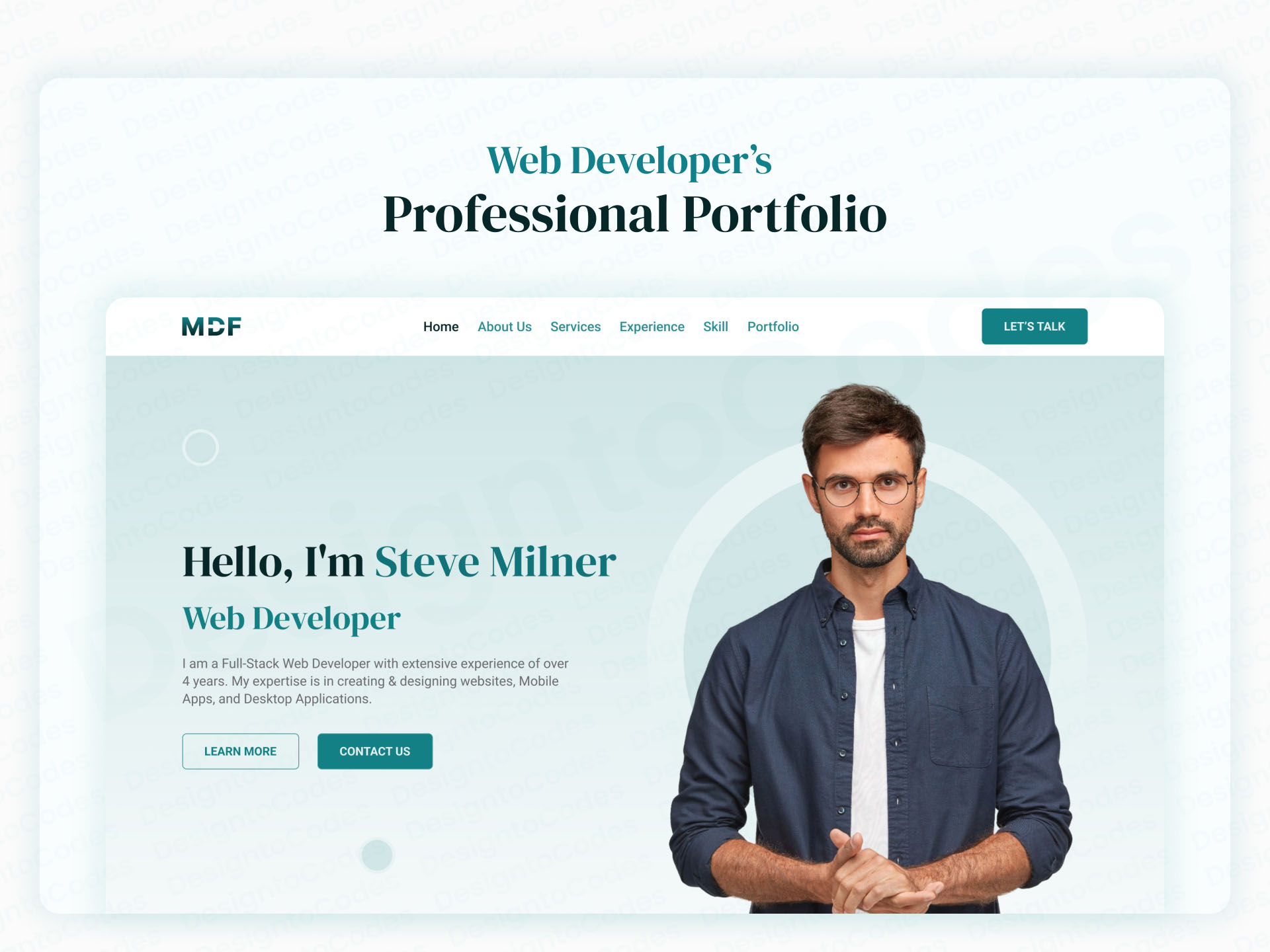 Mydevfolio V2: Free Onepage Web Developer Portfolio Figma Template - DesignToCodes