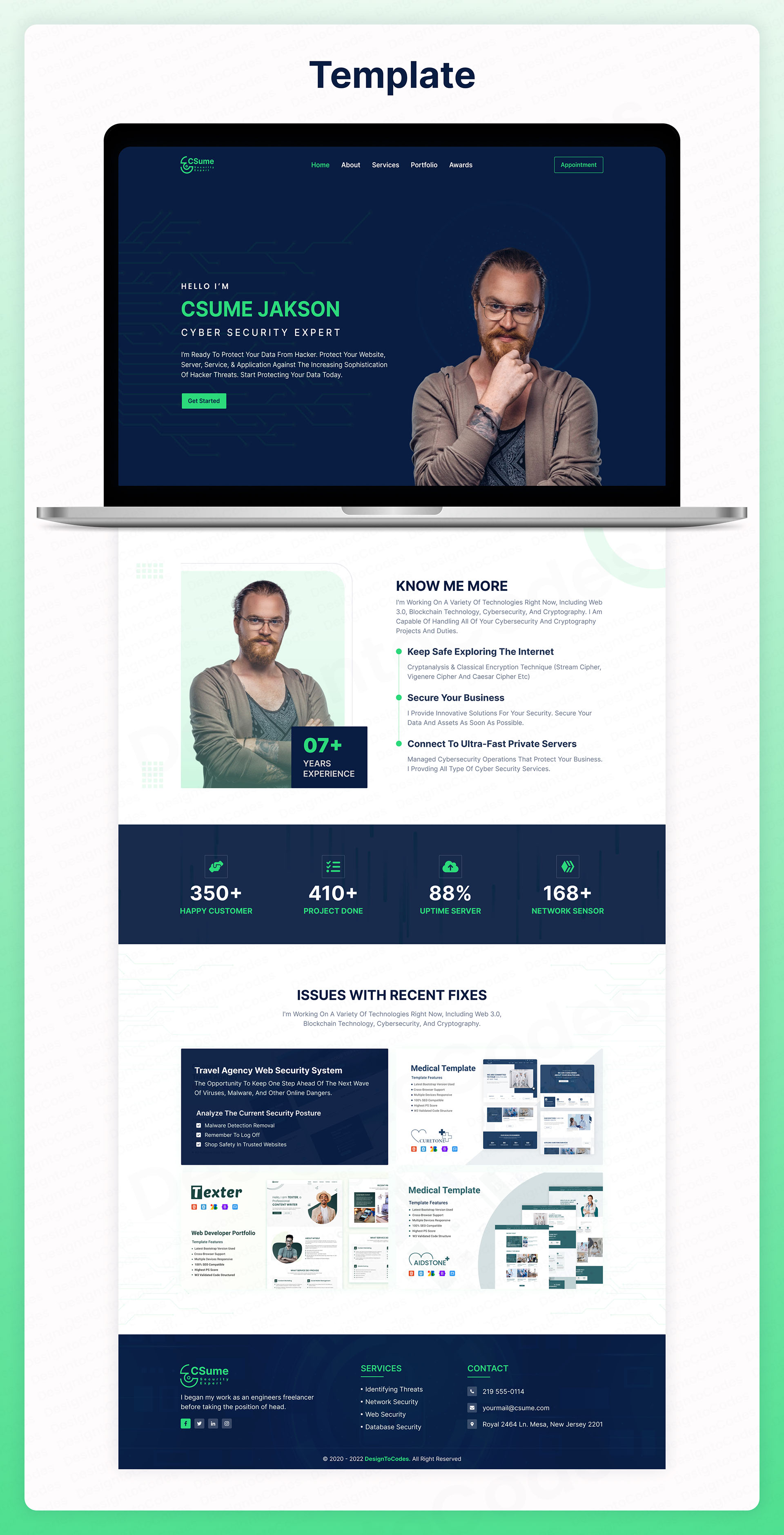 CSUME - Free Figma Portfolio Template for Cybersecurity Experts ...