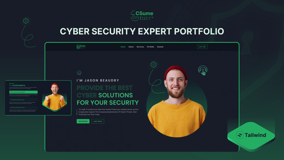 Csume v2: Onepage Cyber Security Portfolio Tailwind Template ...