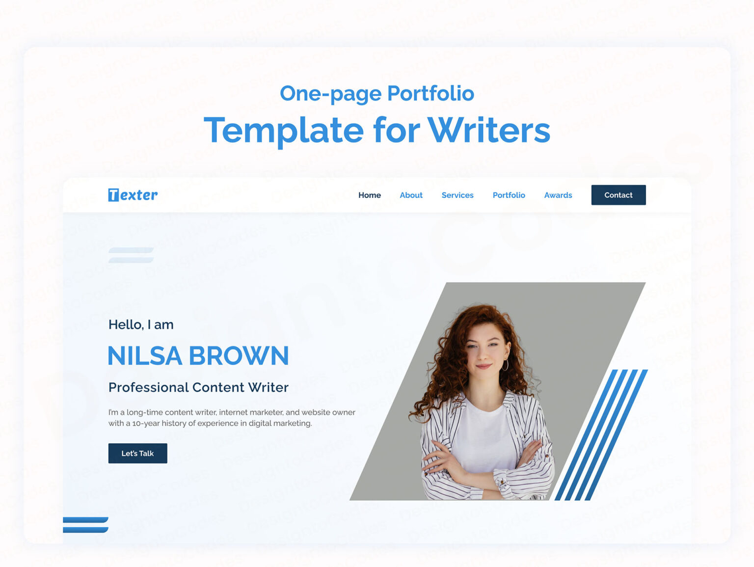 Texter V2: Free Onepage Figma Portfolio Template for Writers