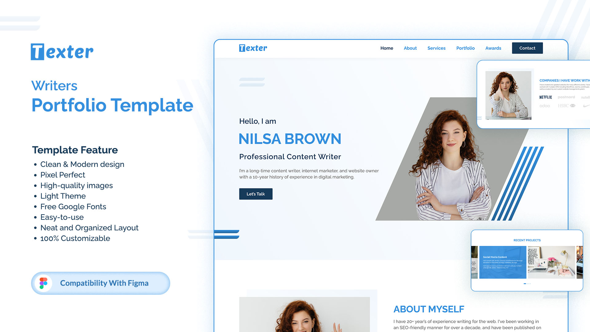 Texter V2: Free Onepage Figma Portfolio Template for Writers ...