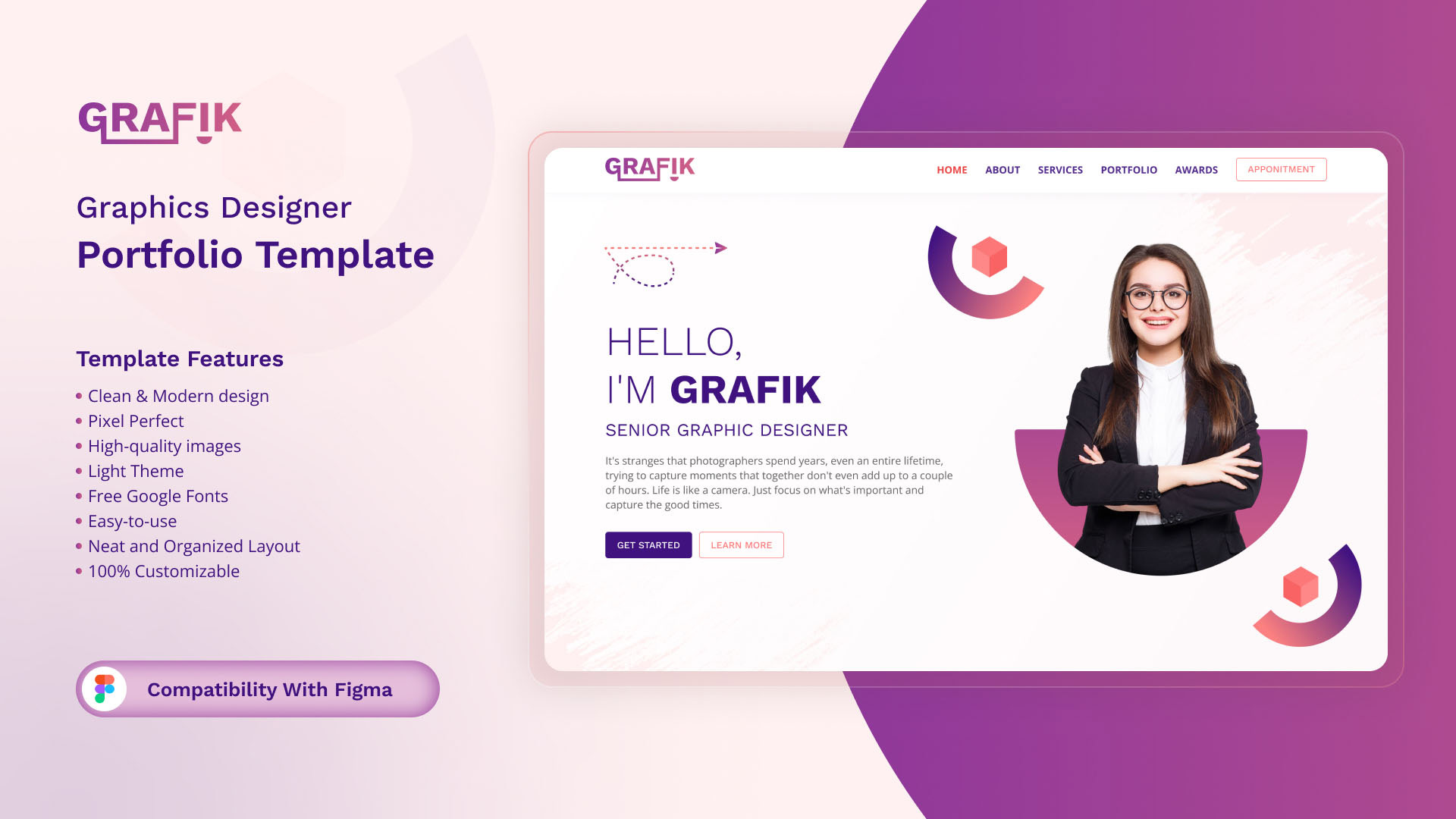 Grafik – Premium Figma Portfolio Template for Graphic Designer ...
