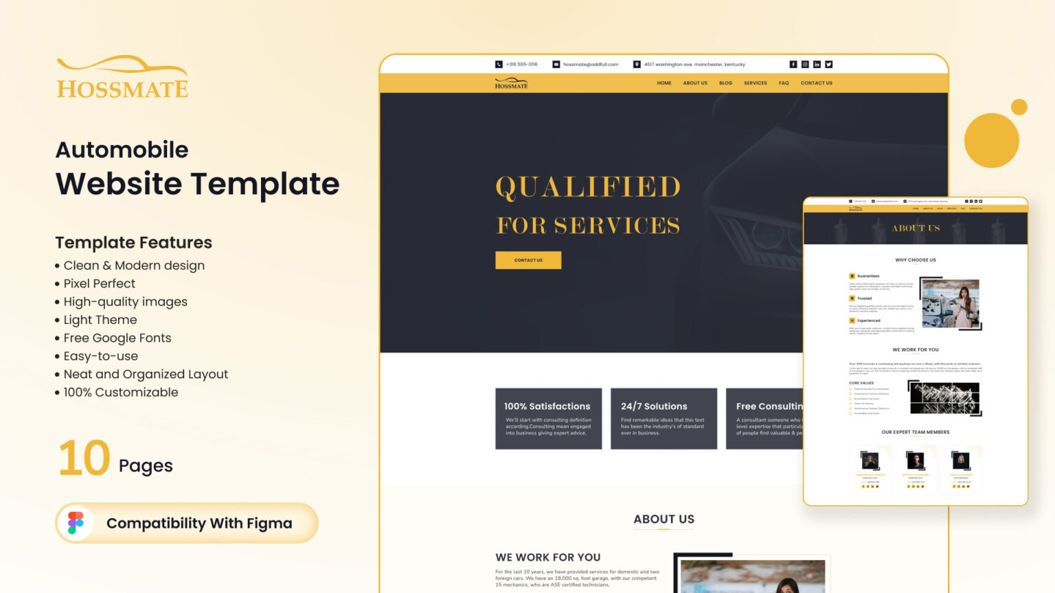 Hossmate – Free Automobile Website Template for Figma