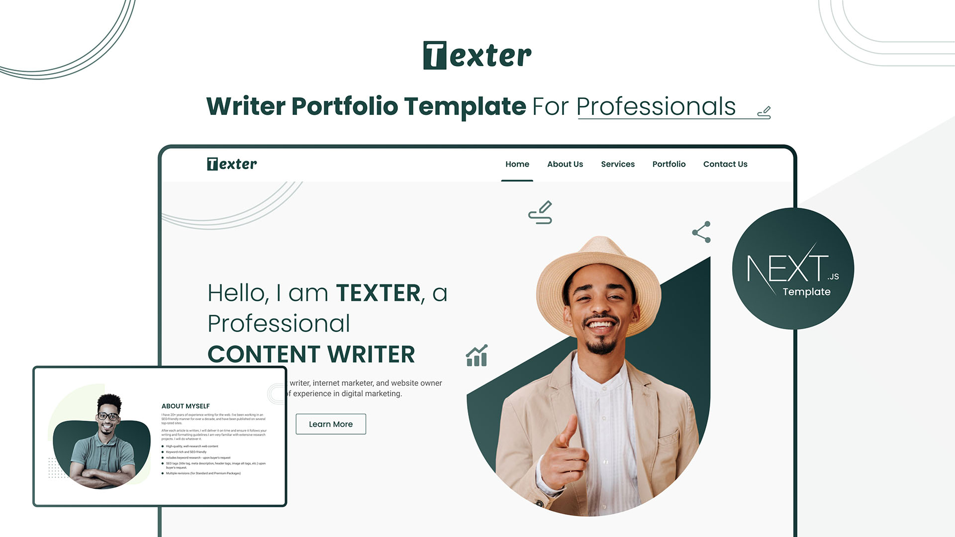 Texter V1 – Writer Portfolio NextJs Template For Professionals ...