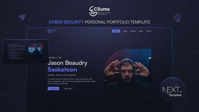 Csume v3 – Next.js Cyber Security Portfolio Template - DesignToCodes