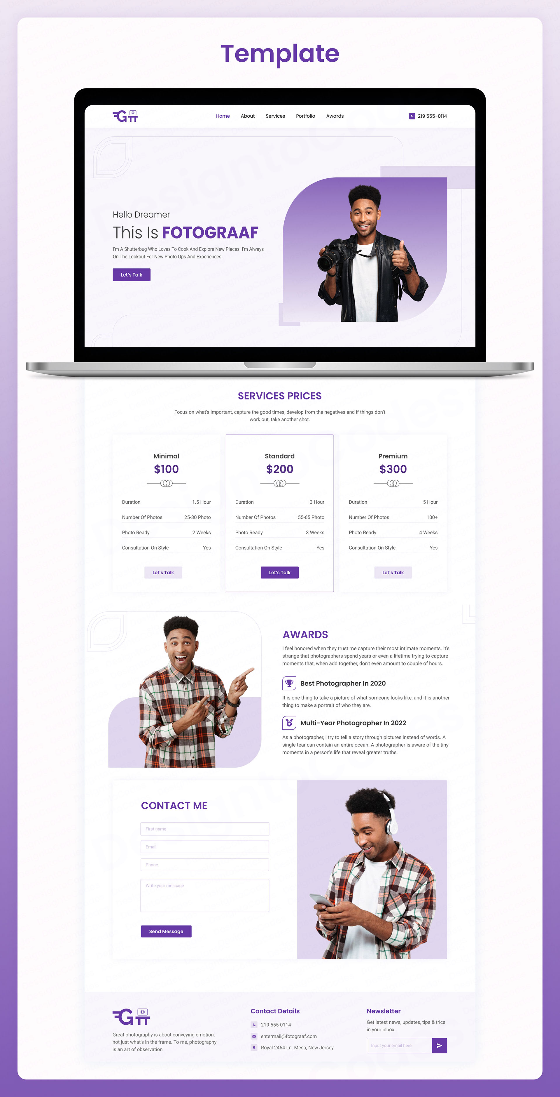 Fotograaf V2: OnePage Figma Photographer Website Template - DesignToCodes