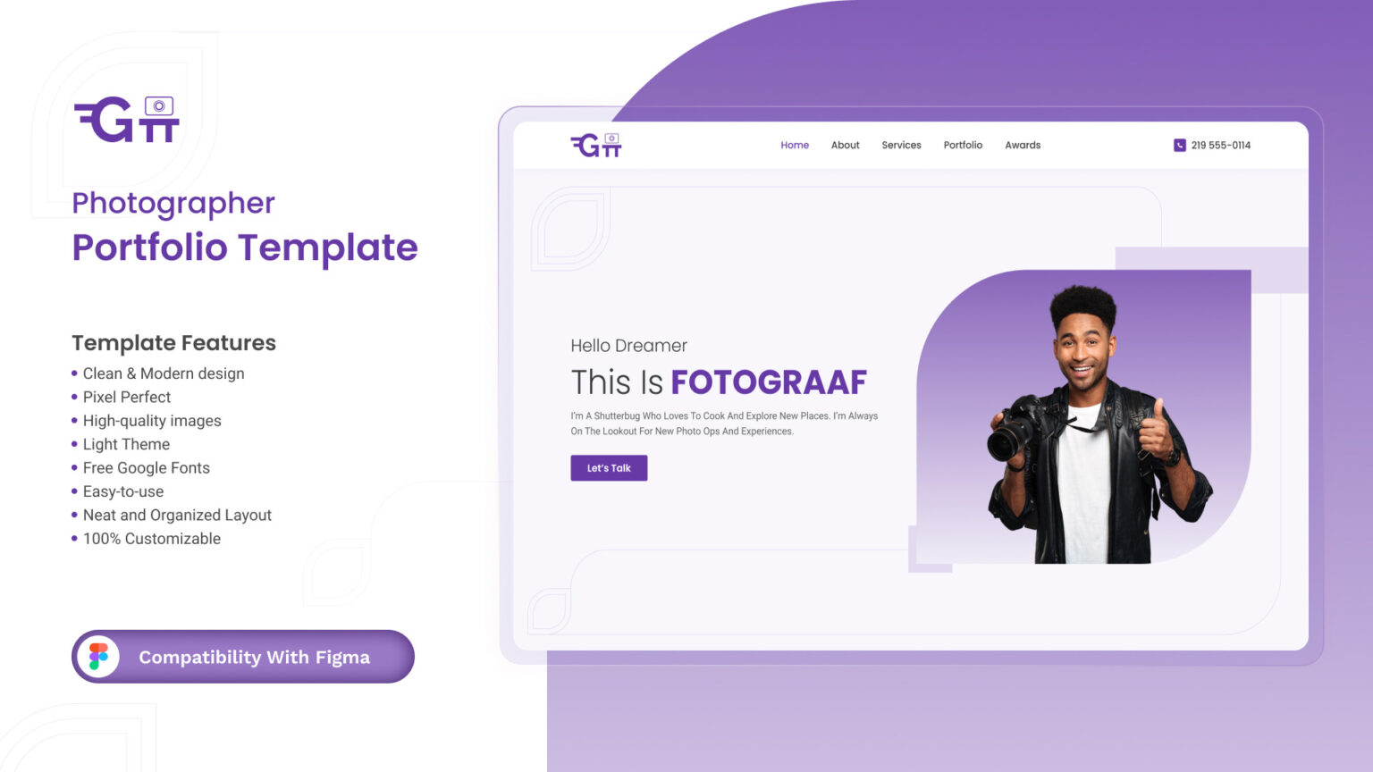 Fotograaf V2: OnePage Figma Photographer Website Template - DesignToCodes