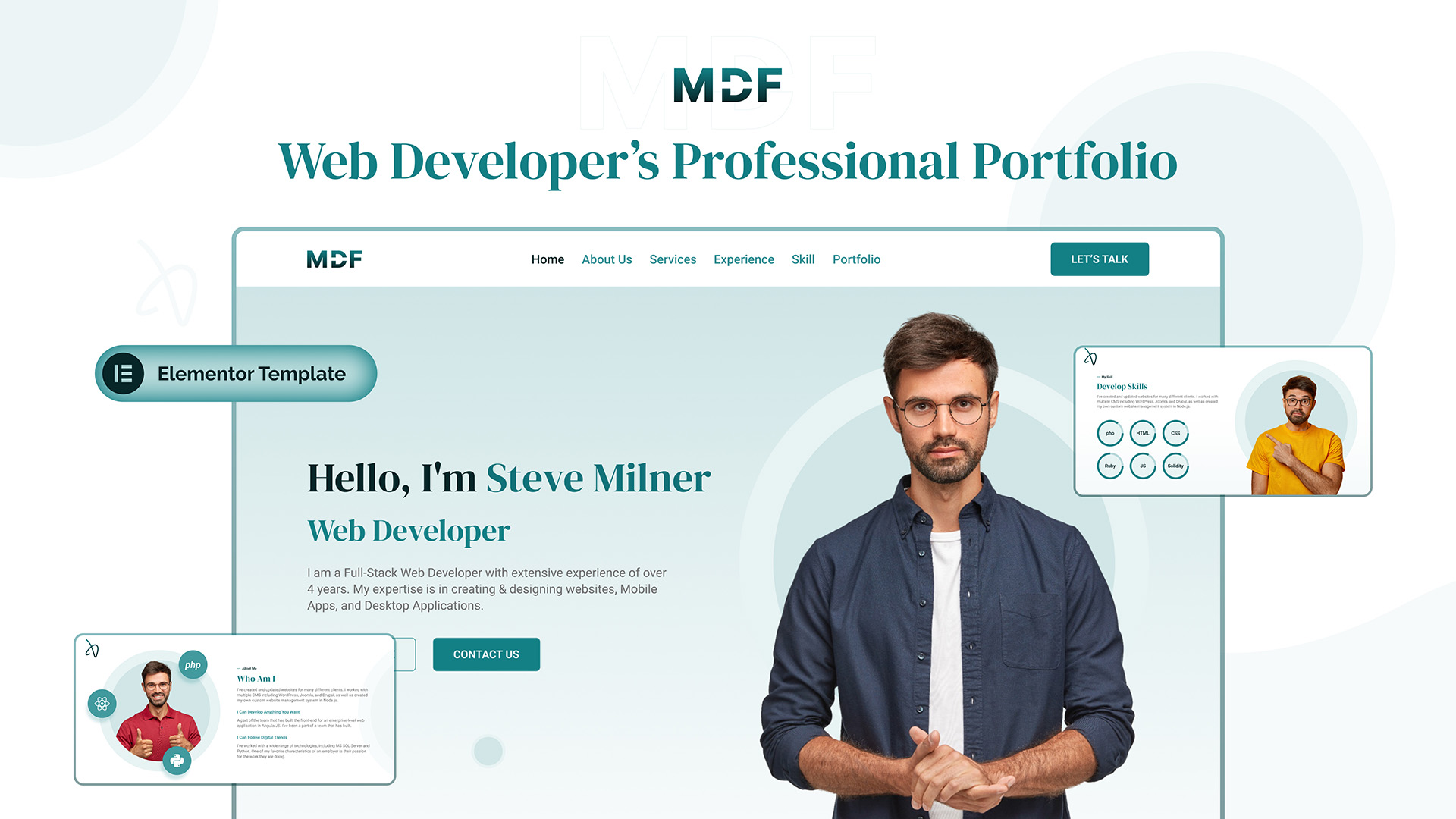 Mydevfolio V2 – Elementor Portfolio Template for Developers - DesignToCodes