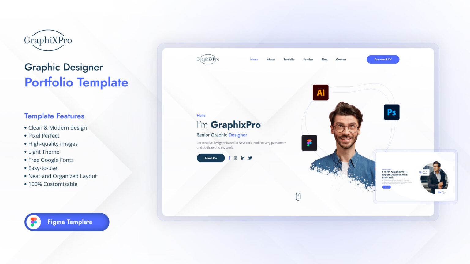 GraphixPro - Graphic Designer Portfolio Figma Template - DesignToCodes