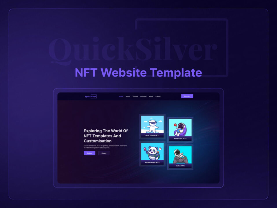 QuickSilver - Free NFT One Page Figma Template - DesignToCodes