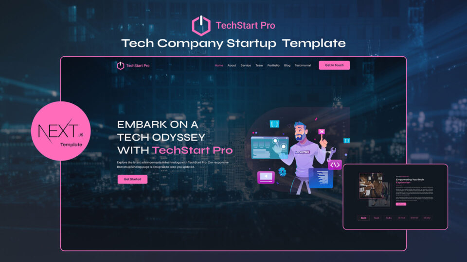 TechStartPro - Premium OnePage Next.js Tech Startup Template - DesignToCodes