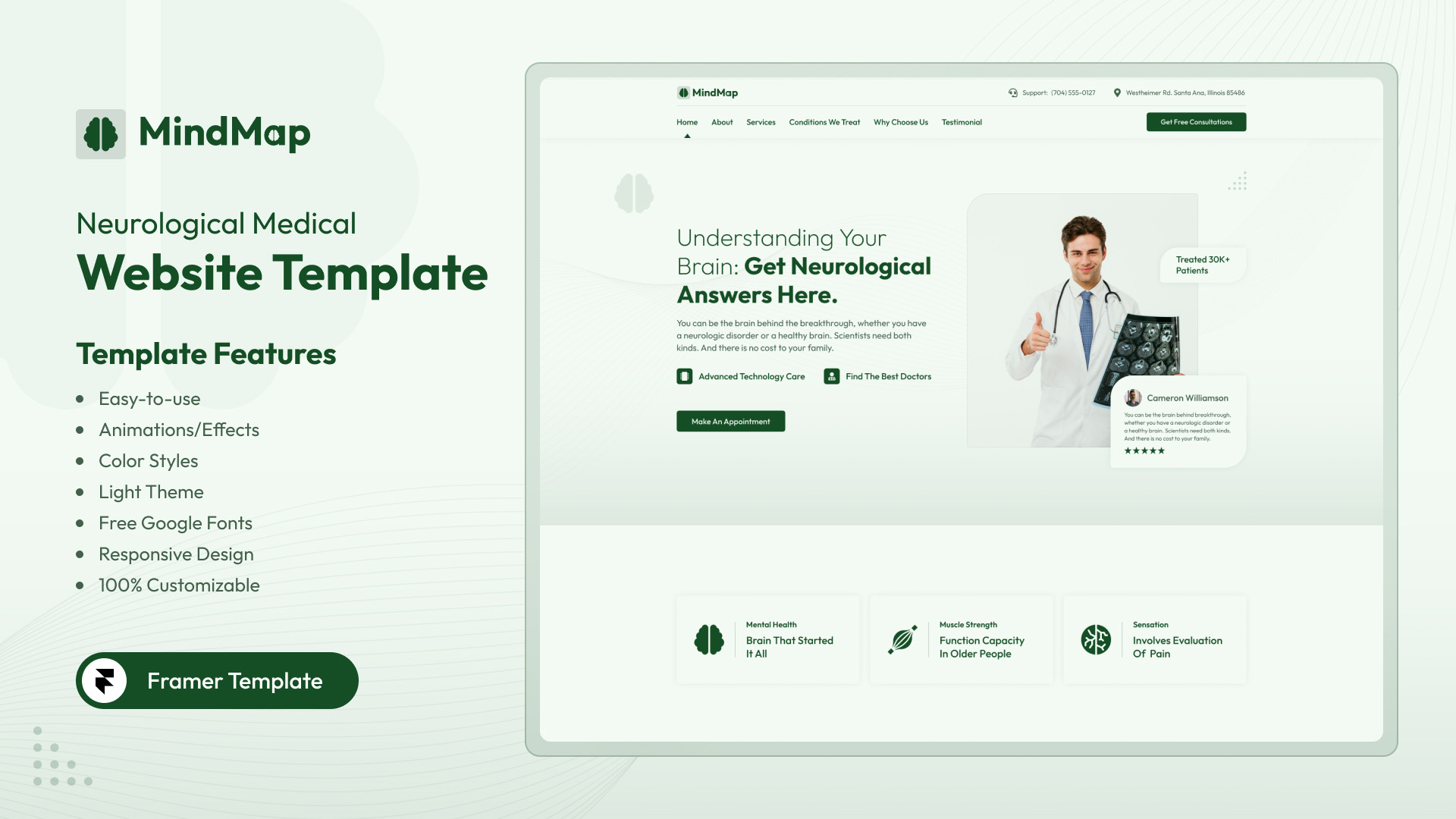 MindMap: Neurological Medical One-Page Framer Template