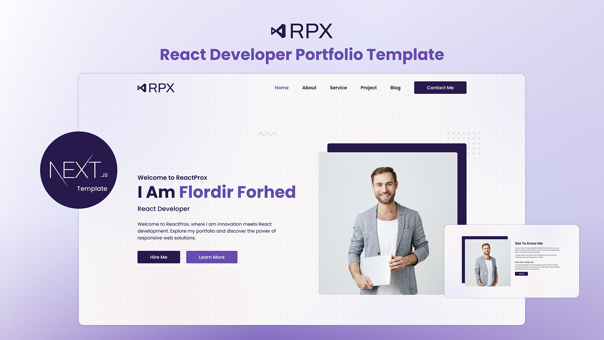ReactProx - React Developer Portfolio Nextjs Website Template - DesignToCodes