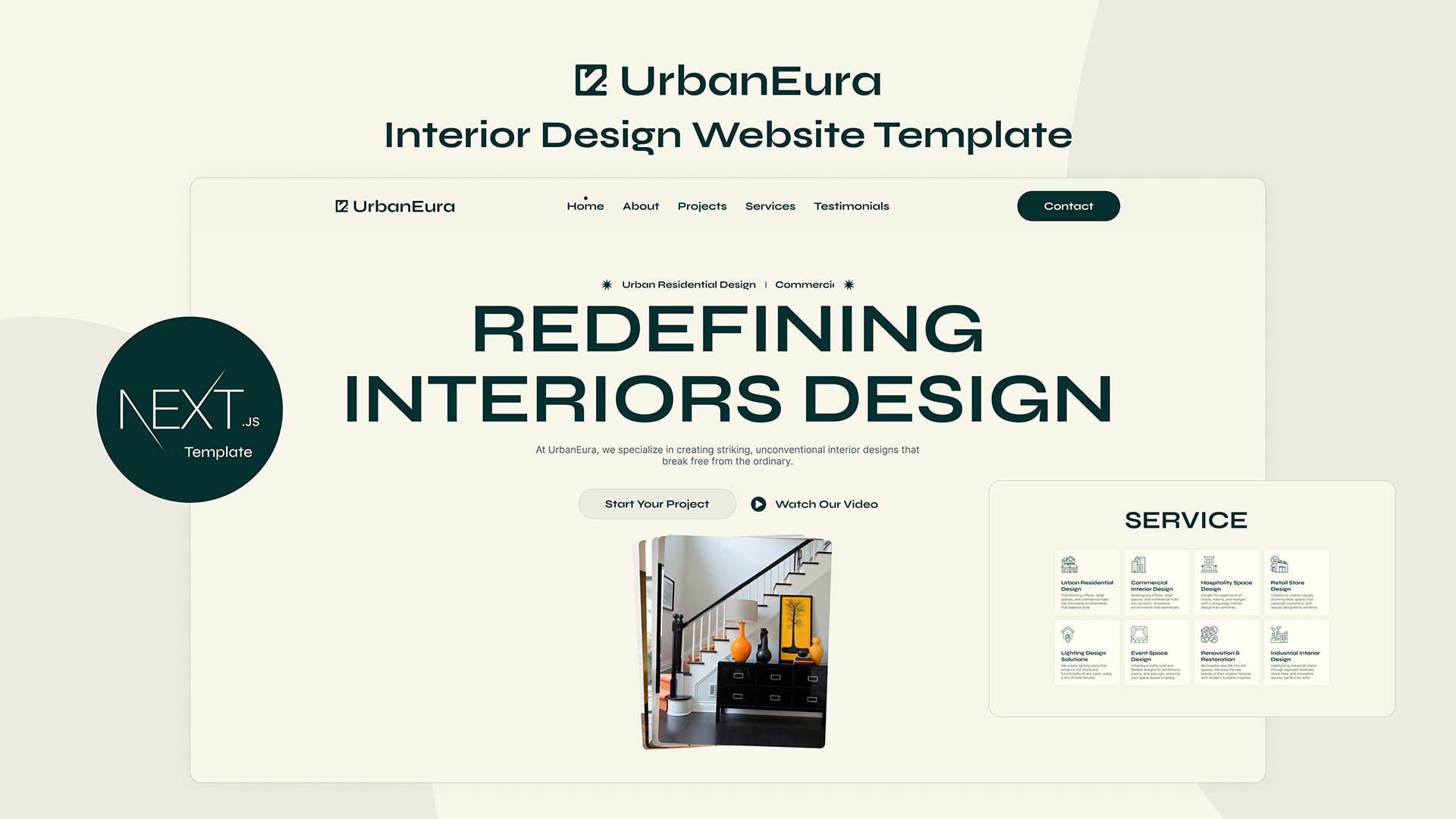 UrbanEura - NextJs Interior Design Website Template - DesignToCodes