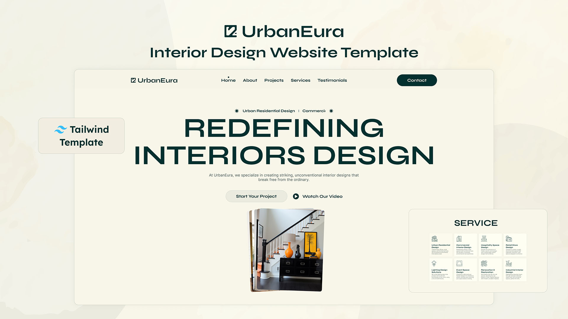 UrbanEura - Premium OnePage Tailwind Interior Design Template - DesignToCodes
