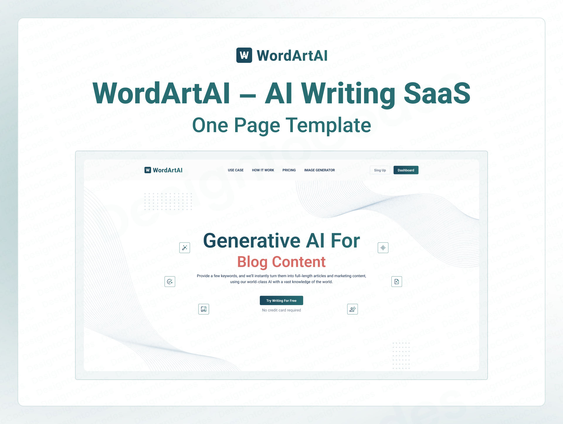 WordArtAI - Premium Figma Saas Landing Page Template - DesignToCodes