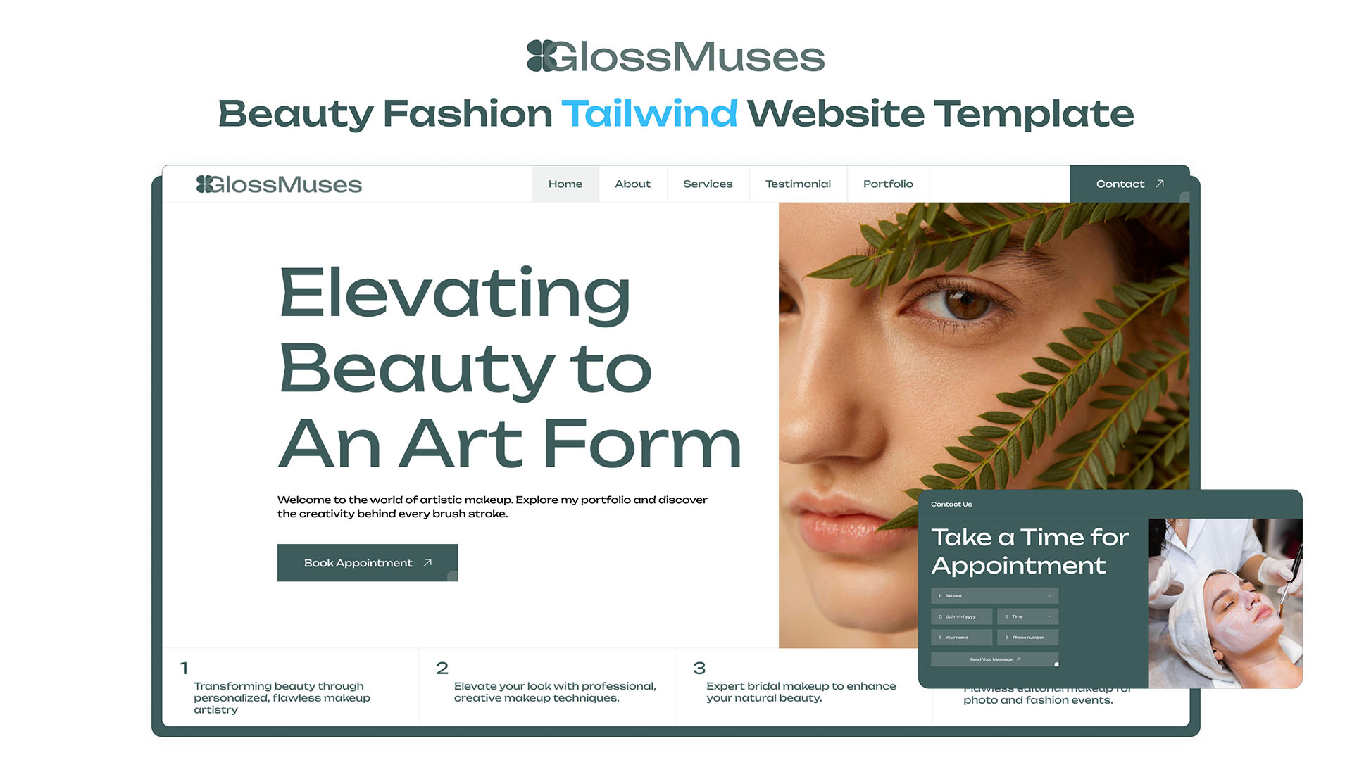GlossMuses - Premium Beauty Fashion Tailwind CSS Template - DesignToCodes