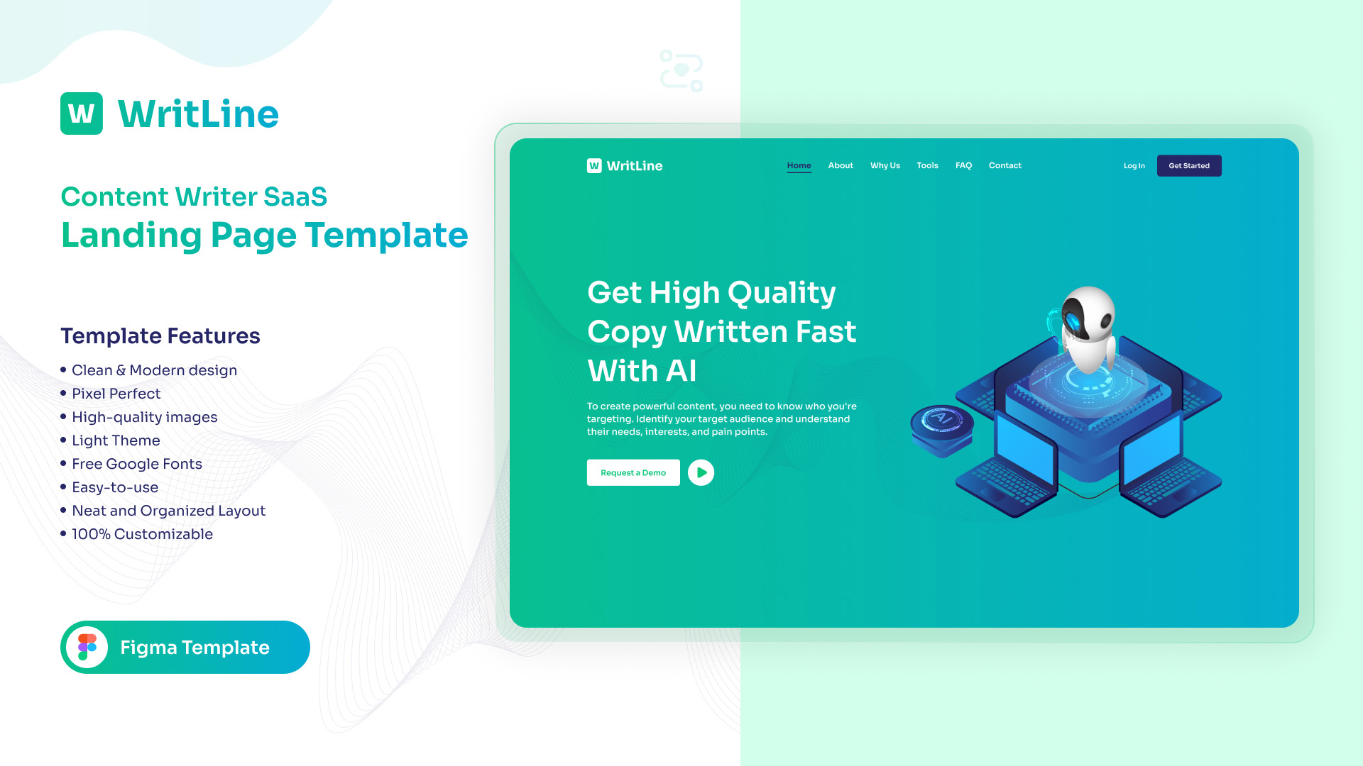 WriteLine - AI Content Writer SaaS Figma Template - DesignToCodes