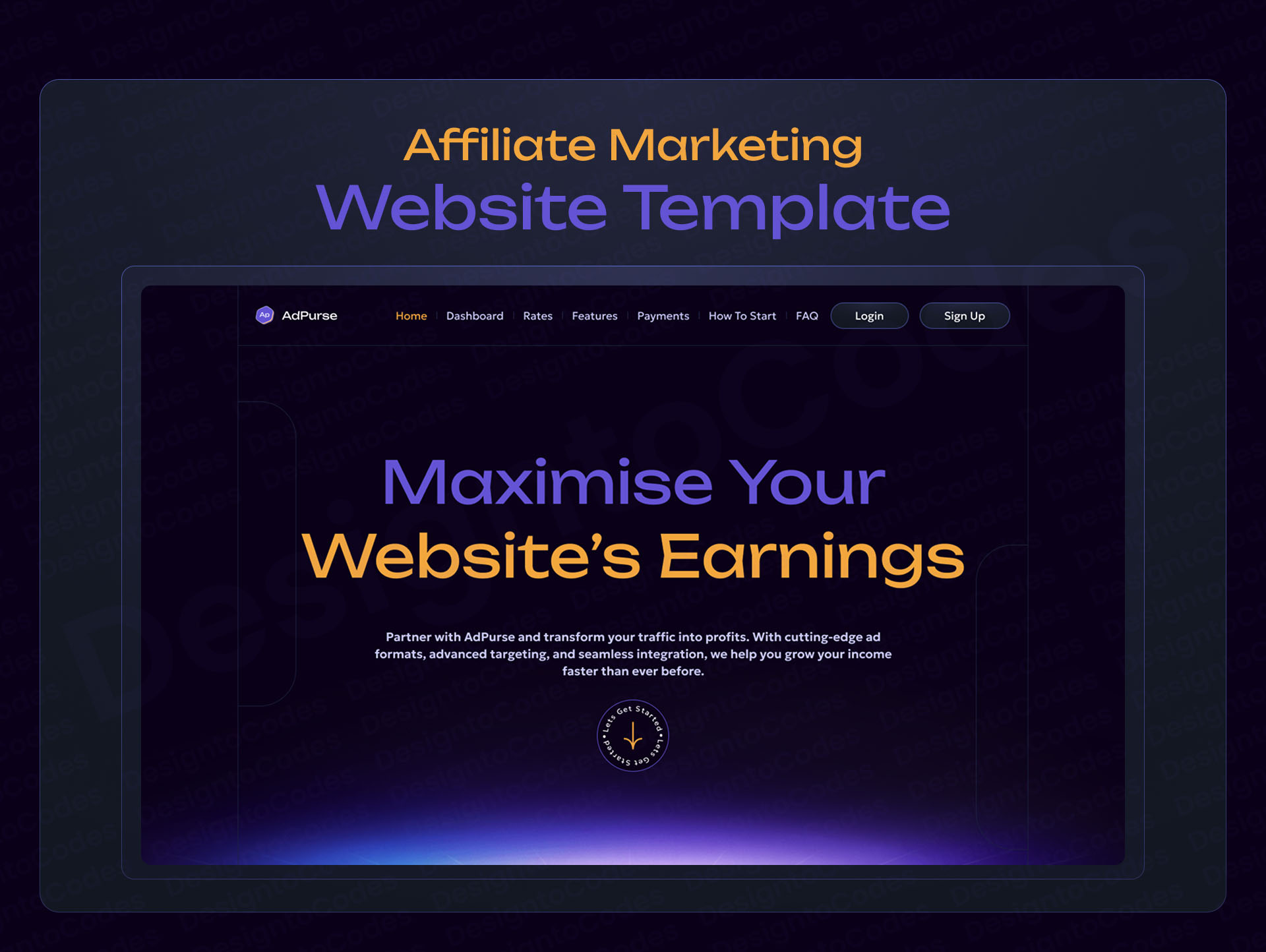 AdPurse - OnePage Website Monetizer Template for Framer - DesignToCodes
