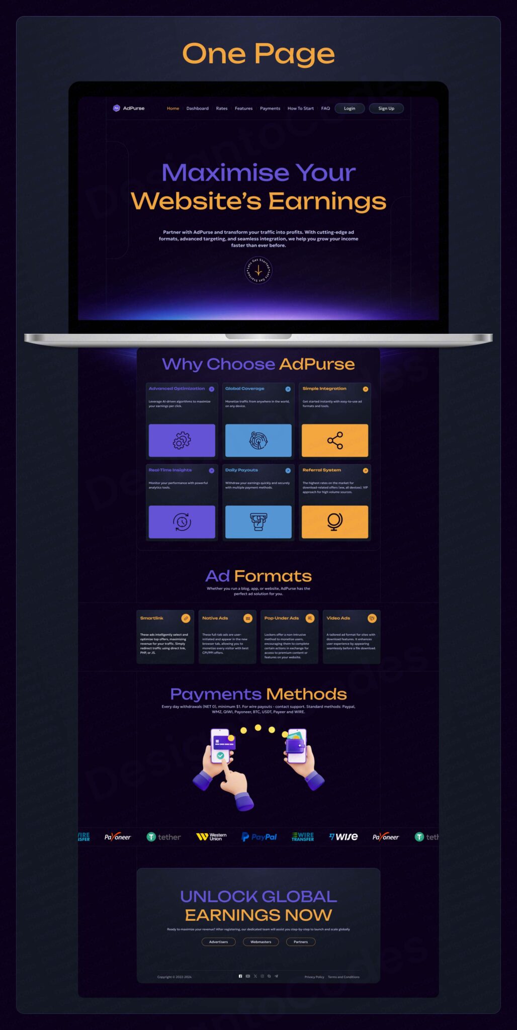 AdPurse - OnePage Website Monetizer Template for Framer - DesignToCodes