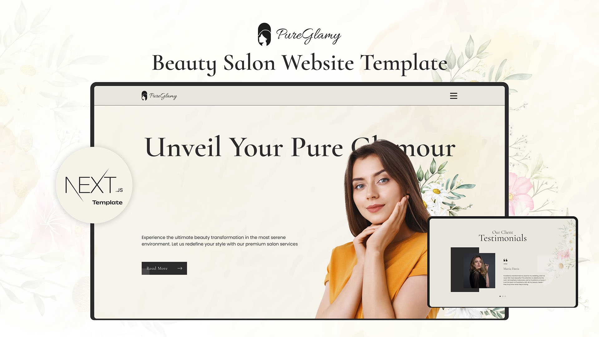 PureGlamy - Beauty Salon Next.js Template for Modern Salons - DesignToCodes